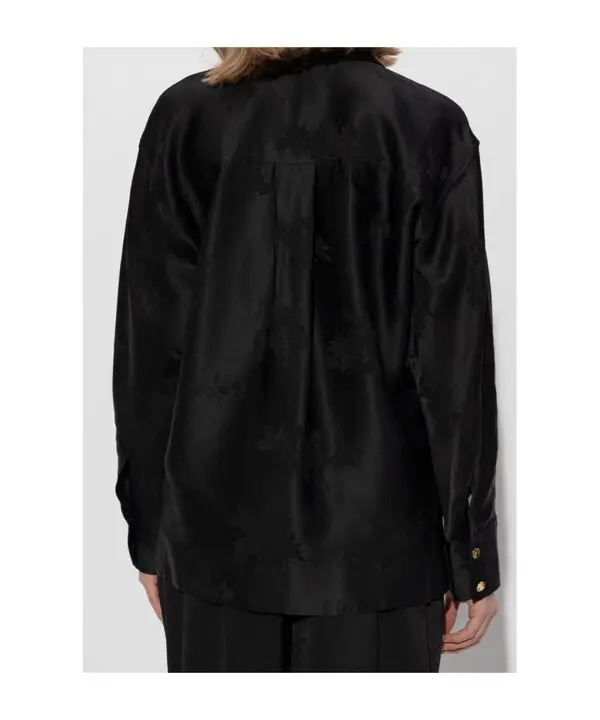 GANNI Floral Jacquard Long Sleeve Shirt