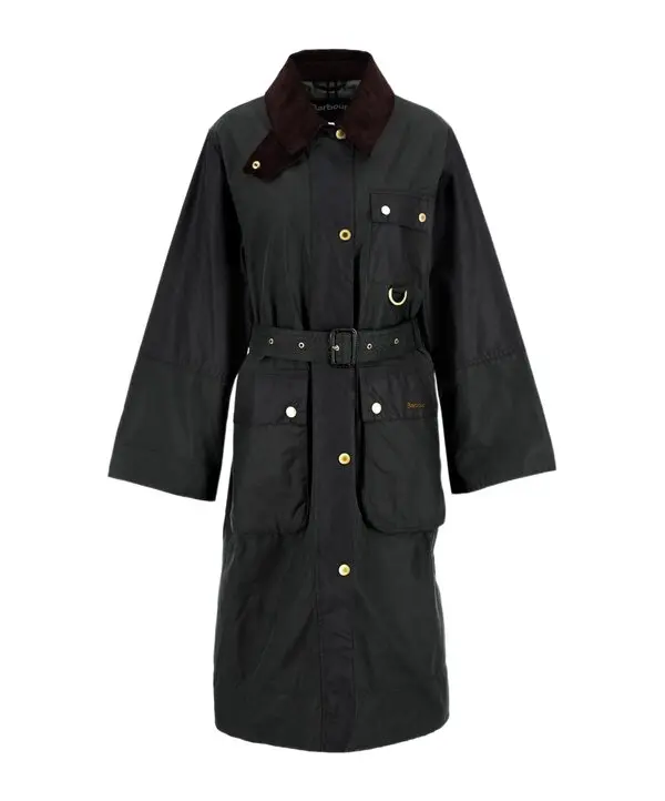 Barbour Belted Press-stud Buttoned Coat - Black