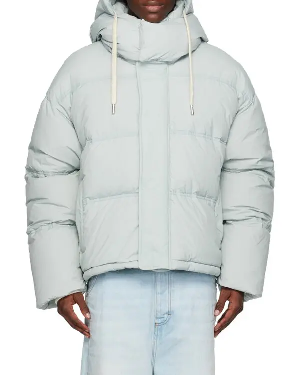 AMI Paris Logo-patch Padded Hooded Jacket - Green