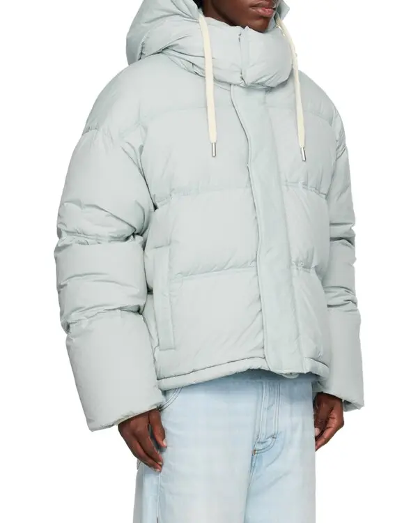 AMI Paris Logo-patch Padded Hooded Jacket - Green