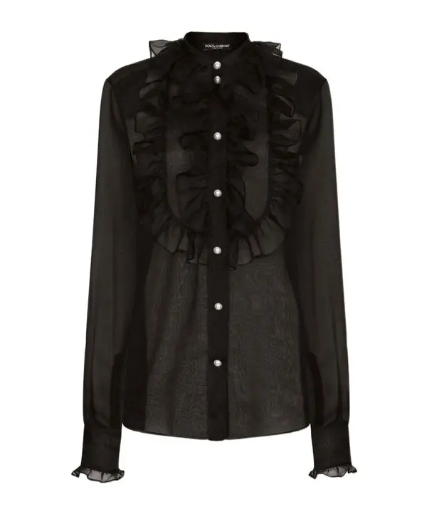 Dolce & Gabbana Ruffle Detailed Shirt - Black