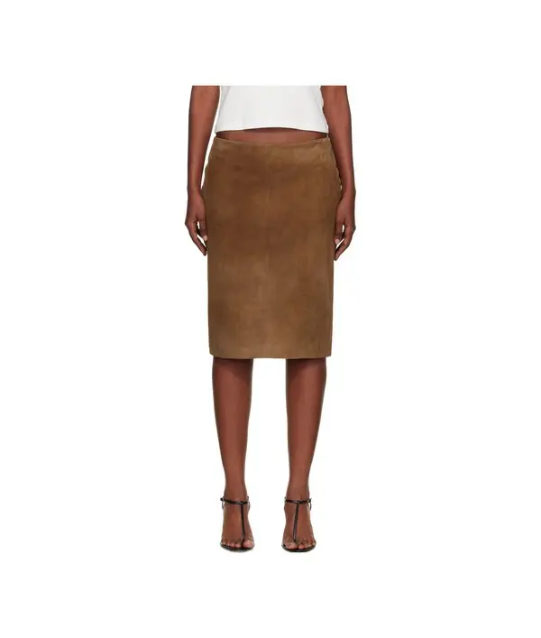 ST. AGNI Pencil Zip Skirt - Brown