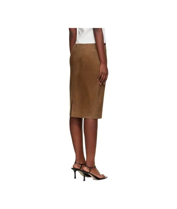 ST. AGNI Pencil Zip Skirt - Brown
