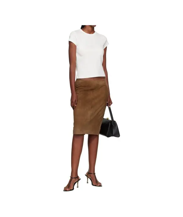 ST. AGNI Pencil Zip Skirt - Brown