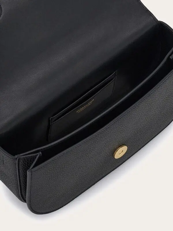FERRAGAMO Double Gancini Mini Crossbody Bag - Black