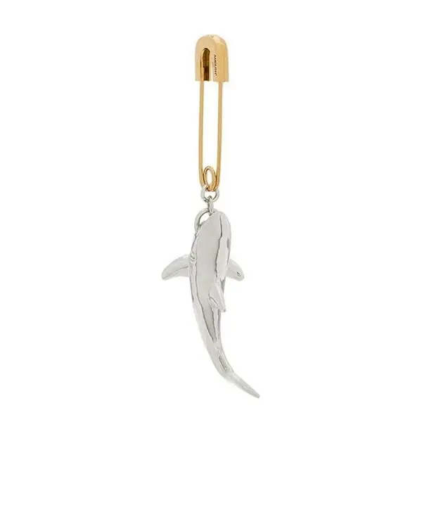AMBUSH Gold Needle Shark Pendant Single Earring - Silver