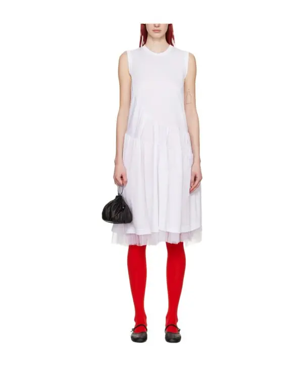 Comme Des Garçons Round Neck Sleeveless Ruffled Dress