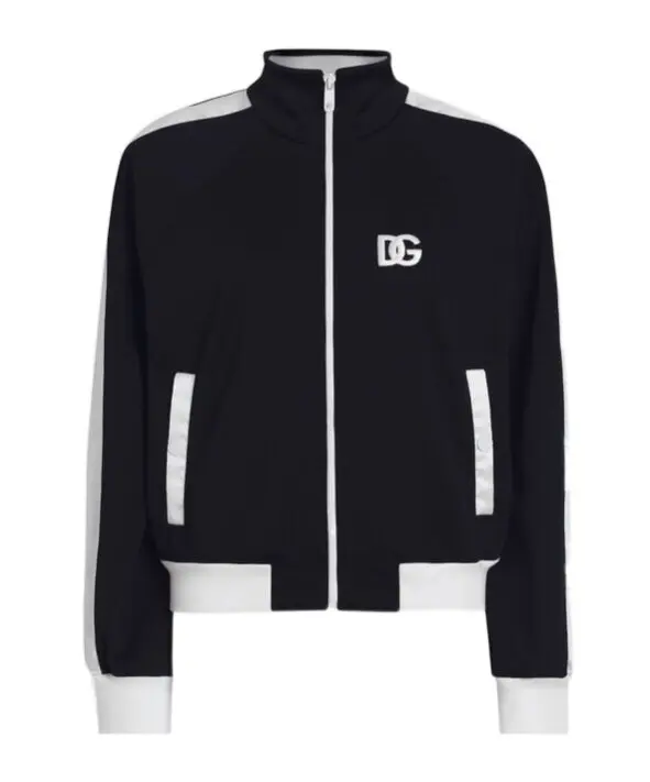Dolce & Gabbana Dg Logo Embroidered Zipped Sweatshirt - Black