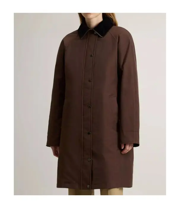 Woolrich Single-breasted Corduroy Collar Coat - Brown Soil