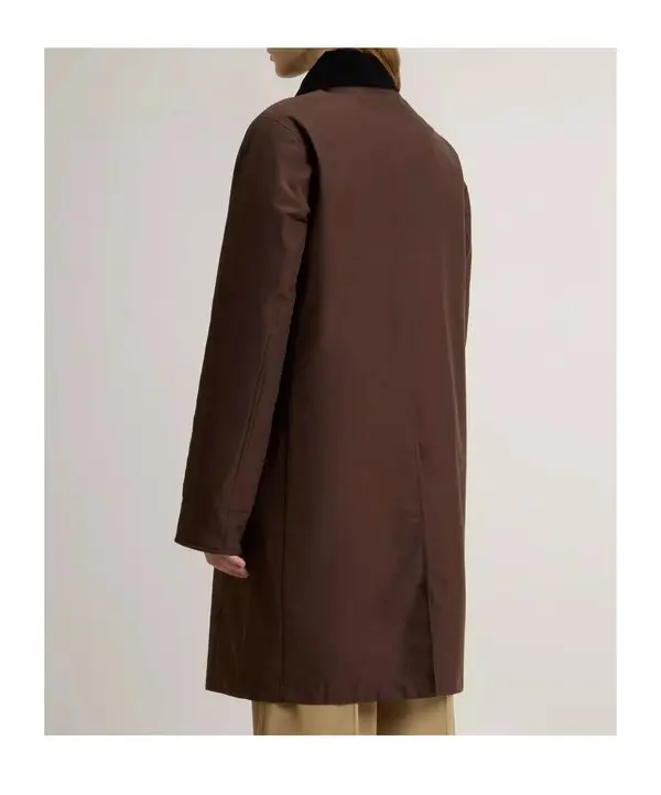 Woolrich Single-breasted Corduroy Collar Coat - Brown Soil