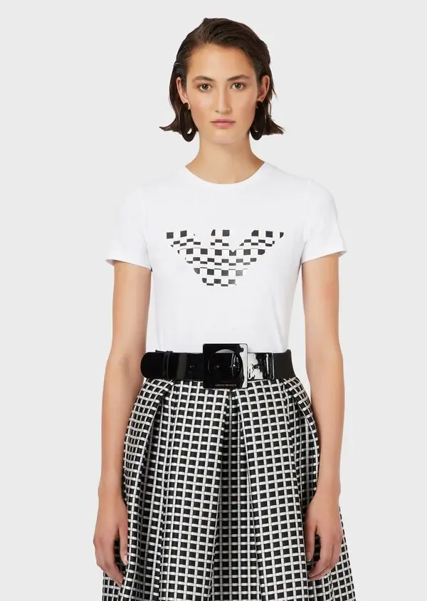 Emporio Armani Checker Print Logo T-shirt