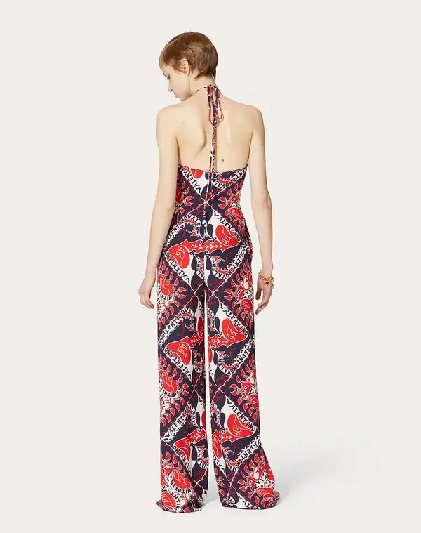 Valentino Garavani Archive Manifesto Bandana Printed Wide Leg Jumpsuit - Black