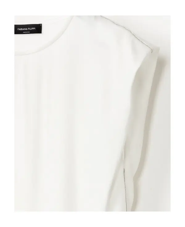 Fabiana Filippi Beaded-trim Crewneck Blouse