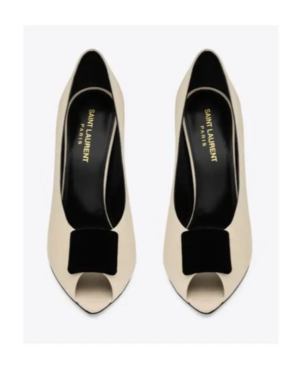 Saint Laurent Peep Toe Pumps With Square Plaque Detail