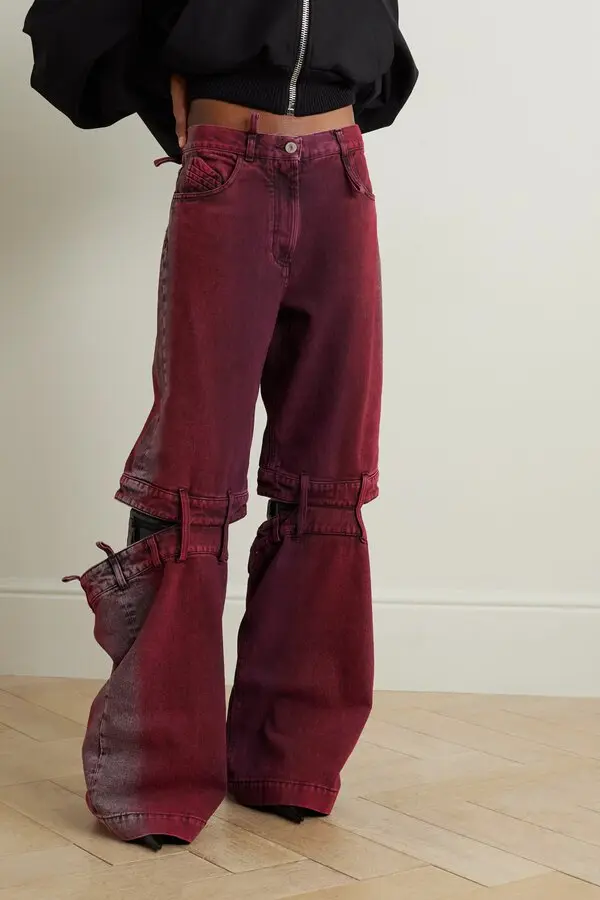Attico Belt Ring Wide-legged Denim Trousers