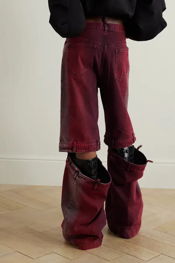 Attico Belt Ring Wide-legged Denim Trousers