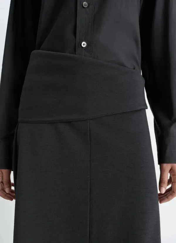 LEMAIRE Twisted Hem Midi Skirt - Anthracite