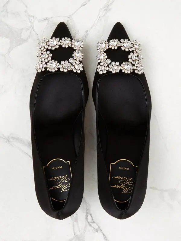 ROGER VIVIER Embellished Pointed Toe Pumps - Black