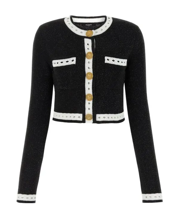 Balmain Long Sleeve Button-fastening Cardigan - Black
