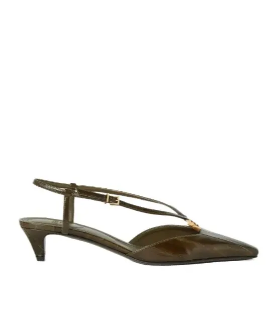 Fendi Square-toe Slingback Pumps - Green