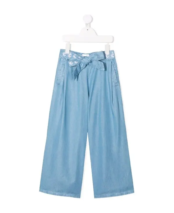Chloé Wide-leg Tencel Chambray Trousers With Belted Waist