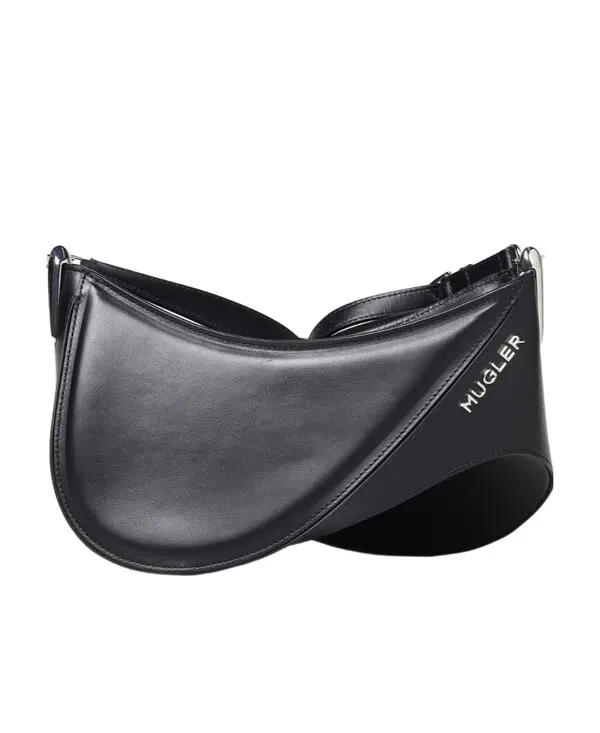 MUGLER Medium Spiral Curve 01 Shoulder Bag - Black