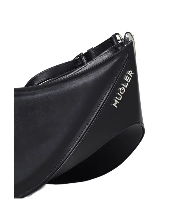 MUGLER Medium Spiral Curve 01 Shoulder Bag - Black