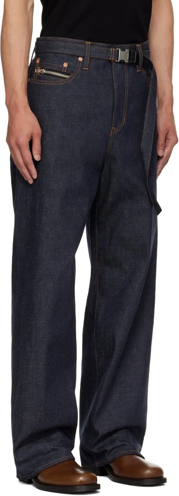 Sacai Straight Leg Belted Jeans