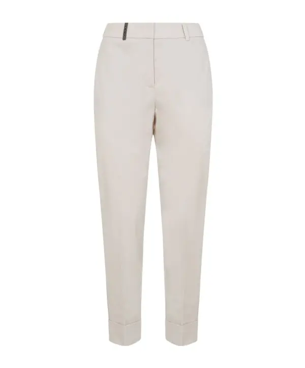 Peserico Tapered Trousers With Cuffed Hem - White