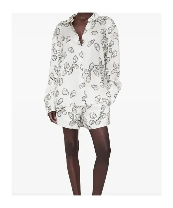 ANINE BING Graphic Print Elastic Waist Shorts