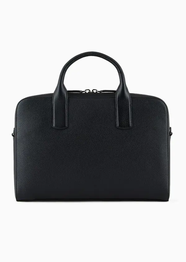 Giorgio Armani Logo-stamp Leather Laptop Bag