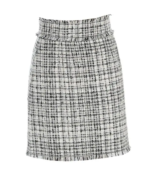 Dolce & Gabbana Tweed Straight-fit Skirt With Frayed Hem