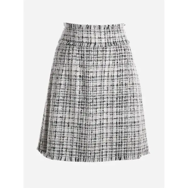 Dolce & Gabbana Tweed Straight-fit Skirt With Frayed Hem