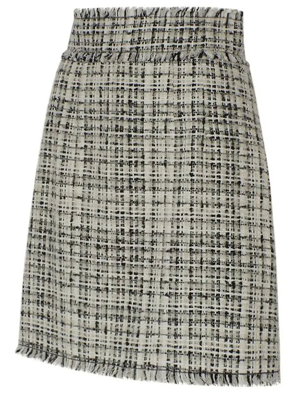 Dolce & Gabbana Tweed Straight-fit Skirt With Frayed Hem