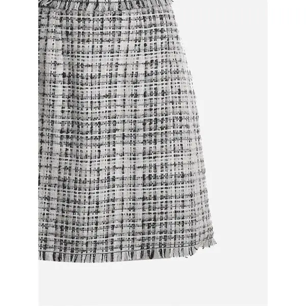 Dolce & Gabbana Tweed Straight-fit Skirt With Frayed Hem