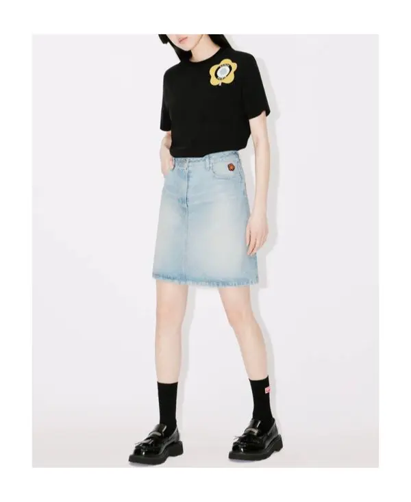 Kenzo Straight Hem Denim Skirt