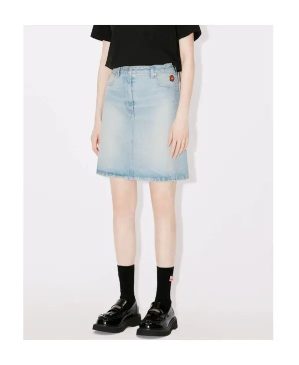 Kenzo Straight Hem Denim Skirt
