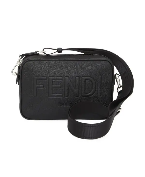 Fendi Roma Logo Embossed Camera Bag - Black