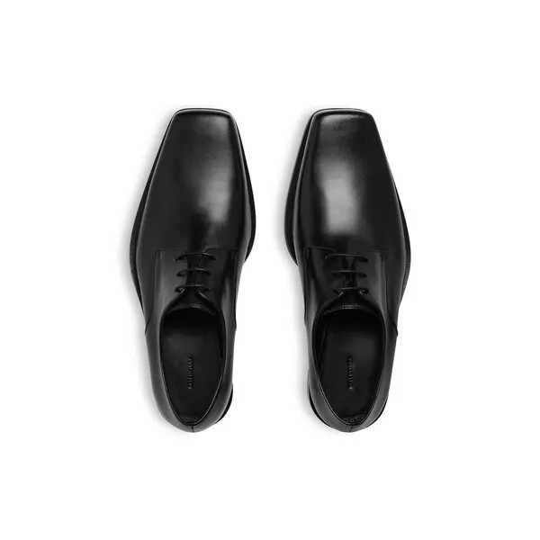 Balenciaga Concorde Derby Shiny Calfskin Leather Shoes