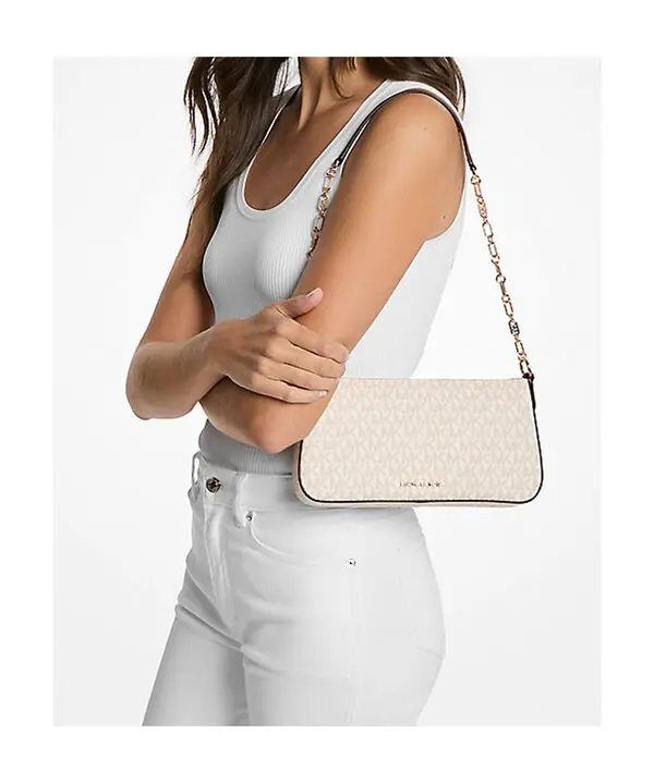 Michael Kors Empire Signature Logo Chain-link Pochette - Nude
