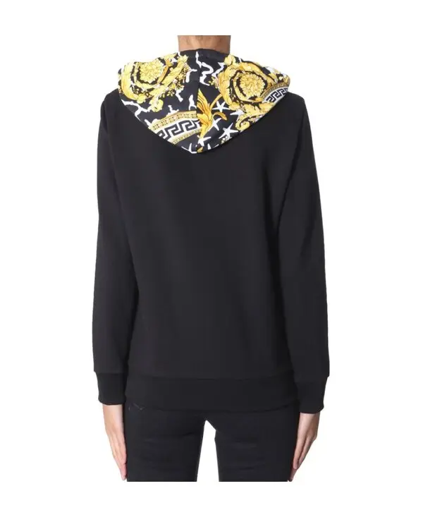 Versace Logo Print Hooded Zip-up Jacket