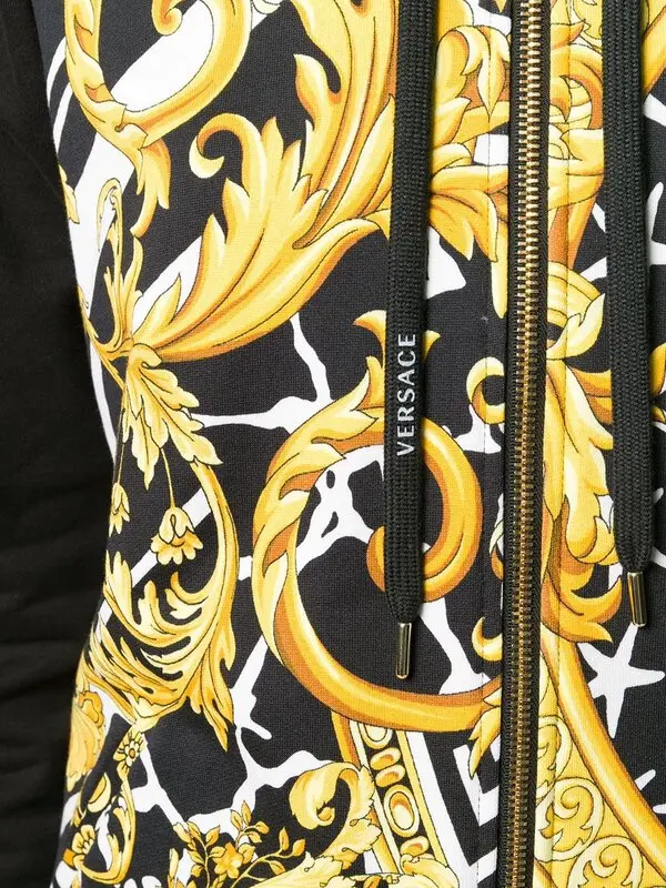 Versace Logo Print Hooded Zip-up Jacket