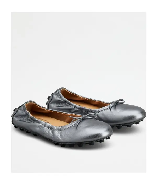 TOD'S Metallic Leather Ballet Flats