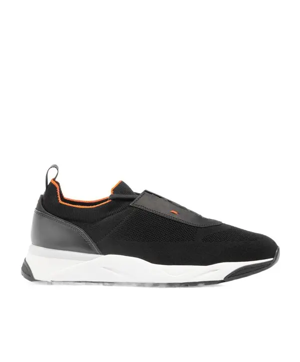 Santoni Panelled Knitted Sneakers