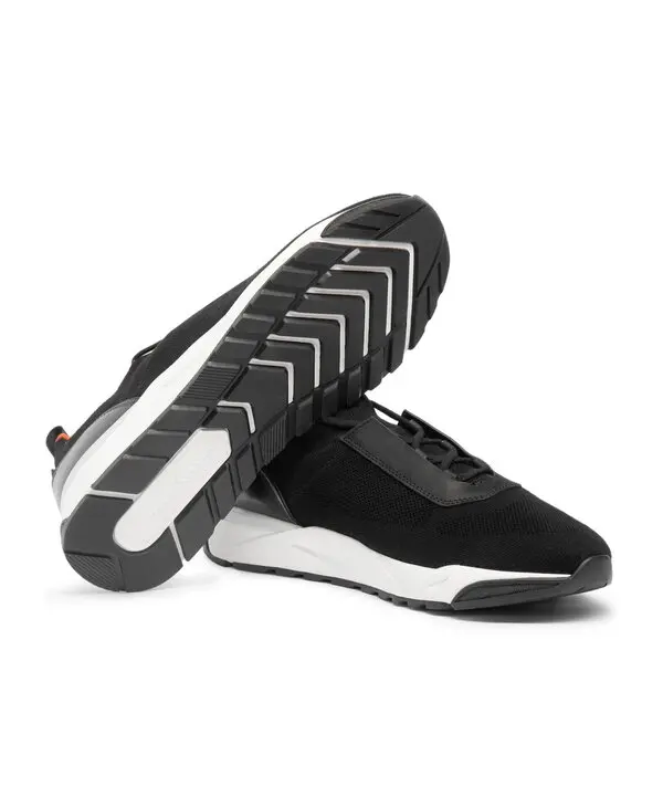 Santoni Panelled Knitted Sneakers