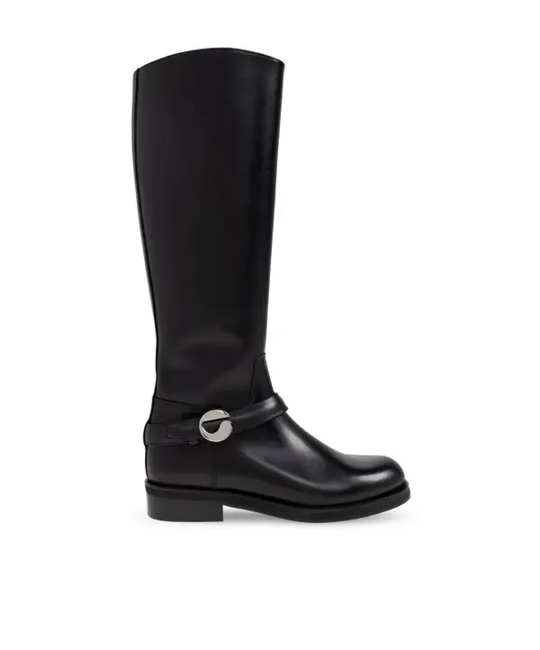 Coperni Knee High Buckle Strap Boots - Black