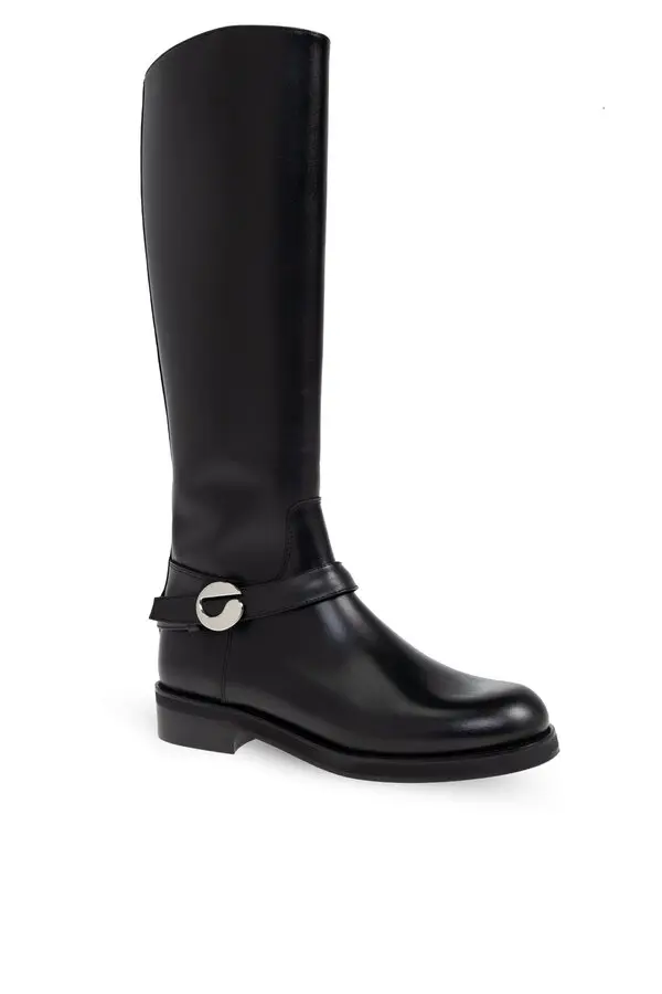 Coperni Knee High Buckle Strap Boots - Black