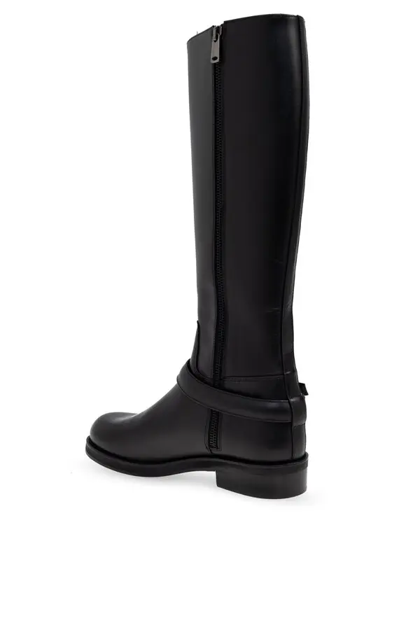 Coperni Knee High Buckle Strap Boots - Black