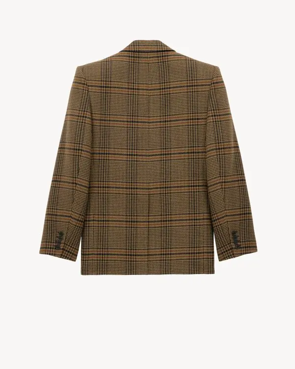Saint Laurent Single-breasted Checked Blazer - Brown