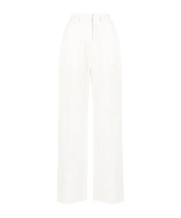 Casablanca High Waist Wide Leg Trousers - White